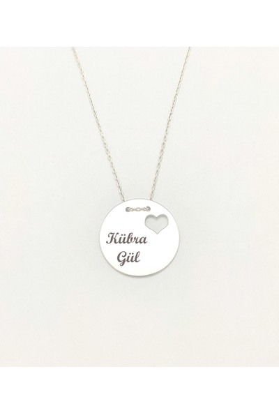 Magnamina İsme Özel Kalp Figürlü Gümüş Kolye