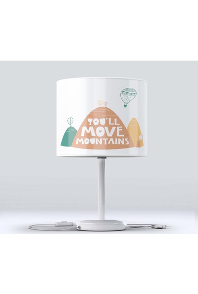 Osso Sarı Turuncu Yeşil Dağlar Desenli Çocuk Odası Abajur