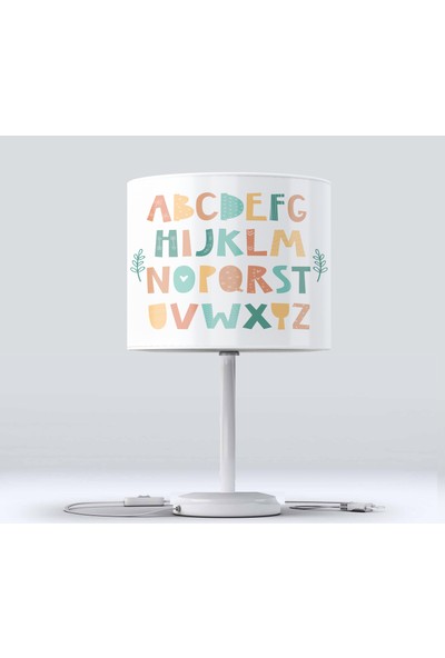 Osso Renkli Alfabe Harfler Desenli Çocuk Odası Abajur