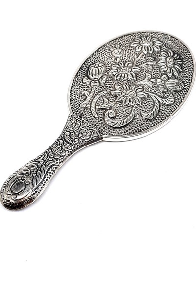 Cng Çiçek Desenli Gümüş El Aynası Cng Çiçek Desenli Gümüş El Aynası