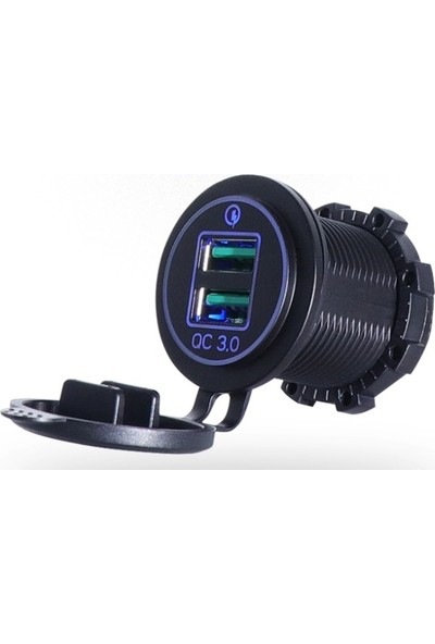Autoline 12-24 Volt Araç/Tekne/Motorsiklet İçin 3.0 A ( Quick ) Hızlı Şarj Mavi Renk Autoline 12-24 Volt Araç/Tekne/Motorsiklet İçin 3.0 A ( Quick ) Hızlı Şarj Mavi Renk