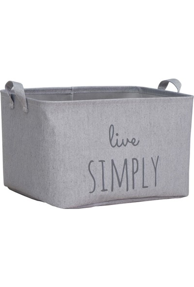 Ocean Home 42 x 31 x 25 Gri Renk Baskılı Çok Amaçlı Sepet
