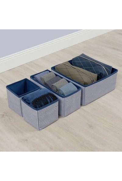 Ocean Home Lacivert Çizgili Çekmece İçi Düzenleyici Set