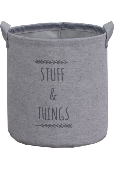 Ocean Home 30 x 31 Gri Renk Baskılı Çok Amaçlı Sepet