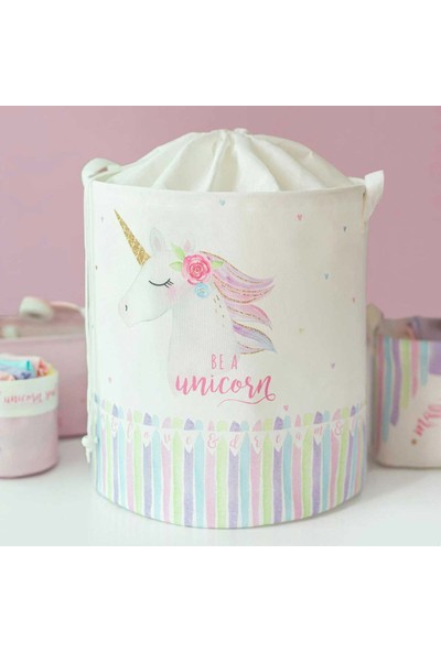 Ocean Home Unicorn Baskılı Çocuk Odası Çamaşır Sepeti//36 x 40 Ocean Home Unicorn Baskılı Çocuk Odası Çamaşır Sepeti//36 x 40