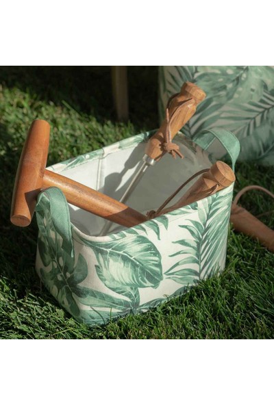 Ocean Home Yeşil Yaprak Desenli Sepet // 24 x 17 x 14 Ocean Home Yeşil Yaprak Desenli Sepet // 24 x 17 x 14