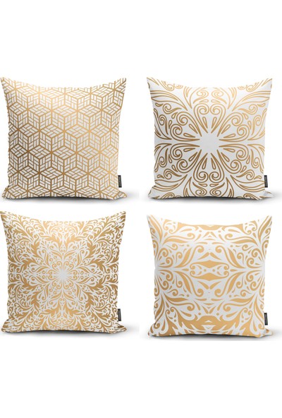 Ysa Home Yashome Çift Tarafı Baskılı Özel Tasarım 4'lü Kombin Dekoratif Modern Kırlent Yastık Kılıfı Seti