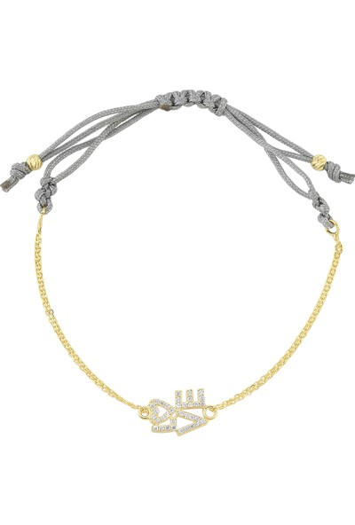 Kuyucu Altın Love Tasarım Gri Bileklik