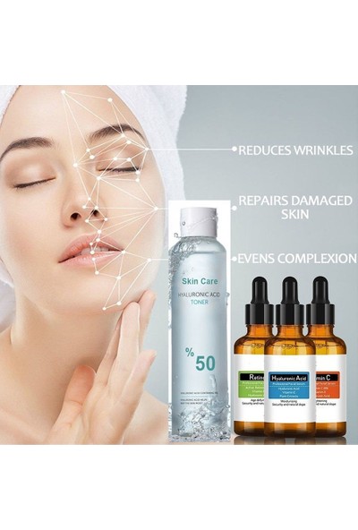 Natural Hyaluronic Acid + Retinol + Vitamin C Serum + Hyaluronic Acid Tonik