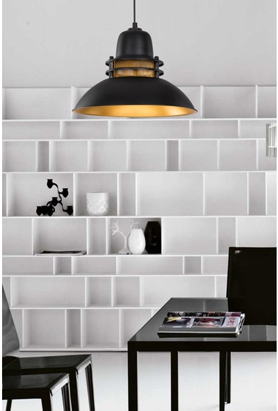 Seldur Dekoratif Sarkıt Avize Siyah Sarı 34 cm