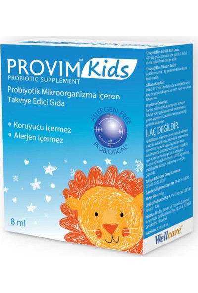 Wellcare Provim Kids Probiyotik Damla 8 ml Wellcare Provim Kids Probiyotik Damla 8 ml