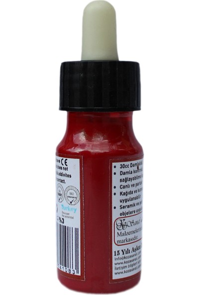 Koza Sanat Ebru Boyası Kırmızı Damlalıklı 30 ml - Hzr - 320