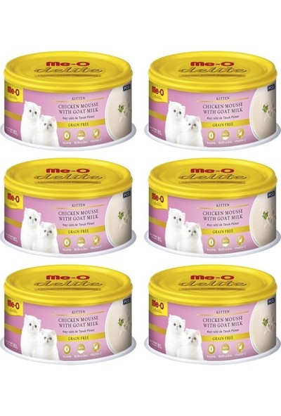 Me-O Delite Keçi Sütlü Tavuk Püresi Konserve Yavru Kedi Maması 80 gr x 6 Adet Me-O Delite Keçi Sütlü Tavuk Püresi Konserve Yavru Kedi Maması 80 gr x 6 Adet