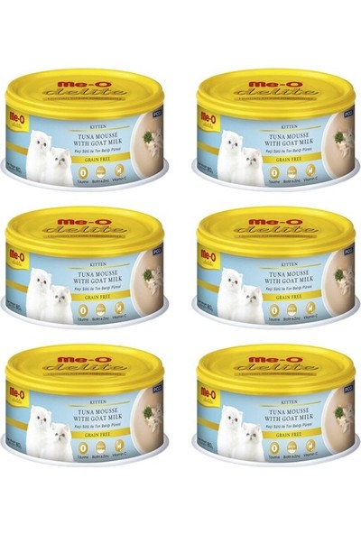 Me-O Delite Keçi Sütlü Ton Balığı Püresi Konserve Yavru Kedi Maması 80 gr x 6 Adet Me-O Delite Keçi Sütlü Ton Balığı Püresi Konserve Yavru Kedi Maması 80 gr x 6 Adet