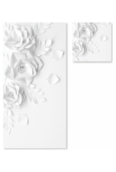 Basıver Sticker Beyaz Eşya Set Kaplama Folyosu Beyaz Gül Desenli