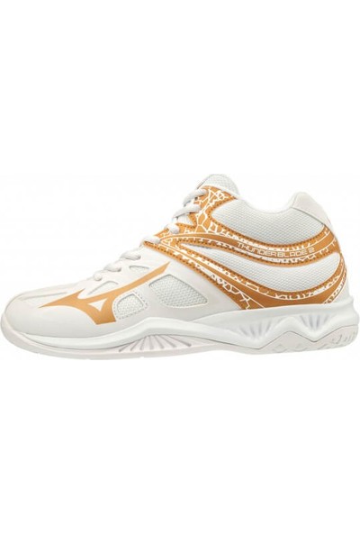 Mizuno Thunder Blade 2 Mid Voleybol Ayakkabısı Beyaz/altın Sarı Mizuno Thunder Blade 2 Mid Voleybol Ayakkabısı Beyaz/altın Sarı