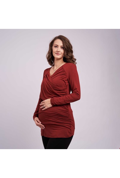 Mamma Lattes Hamile ve Emzirme Tunik Charlotte, Bordo Mamma Lattes Hamile ve Emzirme Tunik Charlotte, Bordo