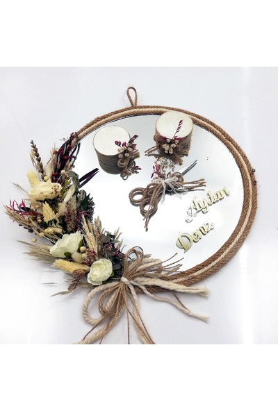Lora Davet Isme Özel Kuru Çiçekli Nişan Tepsisi