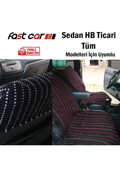 Fast Car Kilim Mider Kaptan Tip Ön 2 Koltuk Siyah Kırmızı