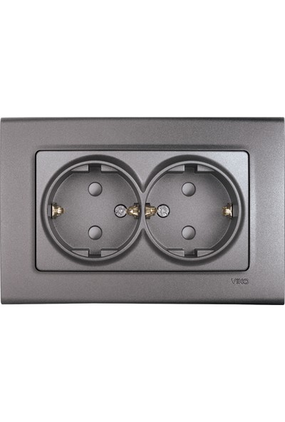 Viko Linnera Life Granit Grisi Topraklı Priz İkili Çerçeveli Viko Linnera Life Granit Grisi Topraklı Priz İkili Çerçeveli