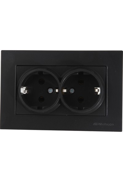 Mutlusan Rita Serisi Siyah İkili Topraklı Priz Çerçeveli