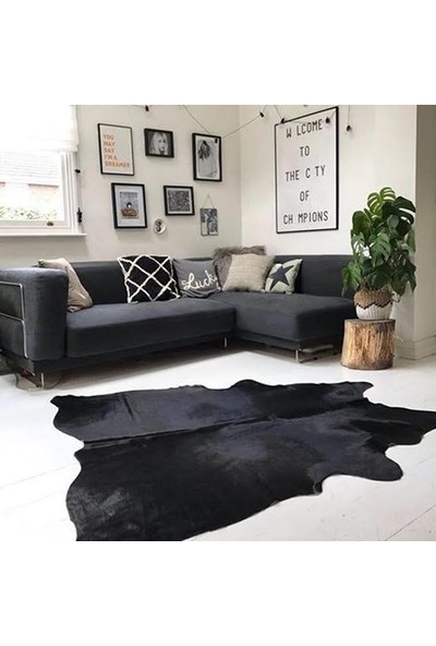 Bienna Fur Doğal Deri Siyah Post Halı