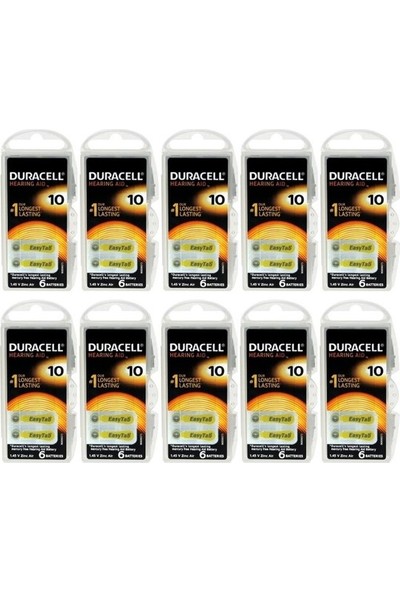 Duracell 10 Numara İşitme Cihazı Pili 6x10 60 Adet Duracell 10 Numara İşitme Cihazı Pili 6x10 60 Adet