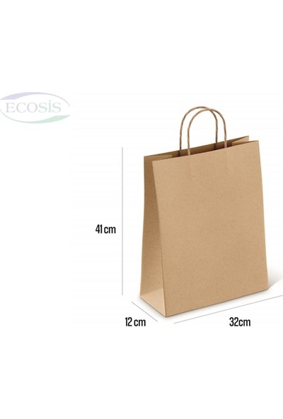 Ecosis 32X12X41 Baskısız Kraft Kağıt Çanta (100 Lük Paket)