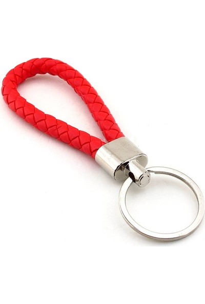 Solfera Kırmızı Örgü Deri Parlak Metal Anahtarlık KC837 Solfera Kırmızı Örgü Deri Parlak Metal Anahtarlık KC837