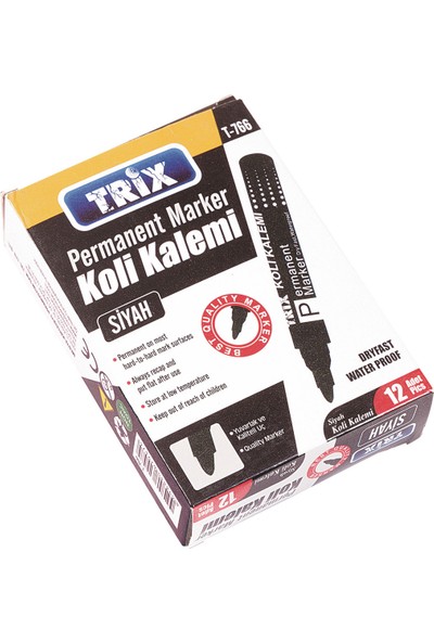 Trix Koli Kalemi Permanent Marker Siyah 12 Adet