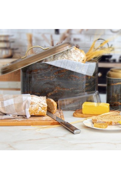 Evle Taş Desenli Metal Ekmek Sepeti 11 lt - Siyah