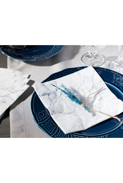 Marble Kağıt 20 Adet Kağıt Peçete 33X33 cm Beyaz