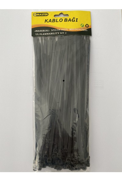 Big Master Kablo Bağı Plastik Cırt Kelepçe 3.6 X 200 mm 100 Adet Siyah