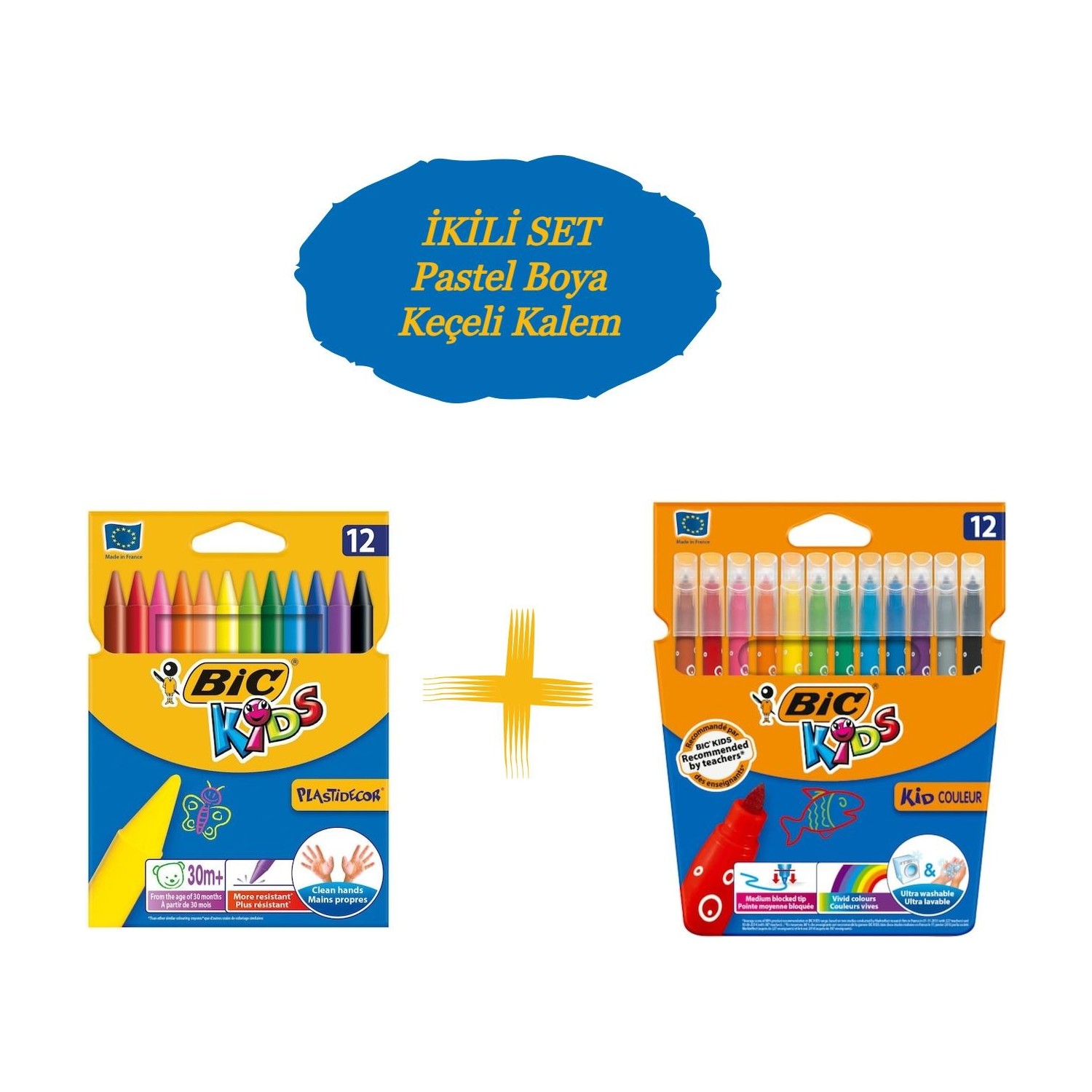 Bic Kids 12 Li Keçeli Boya Kalemi+12 Li Plastidecor Fiyatı