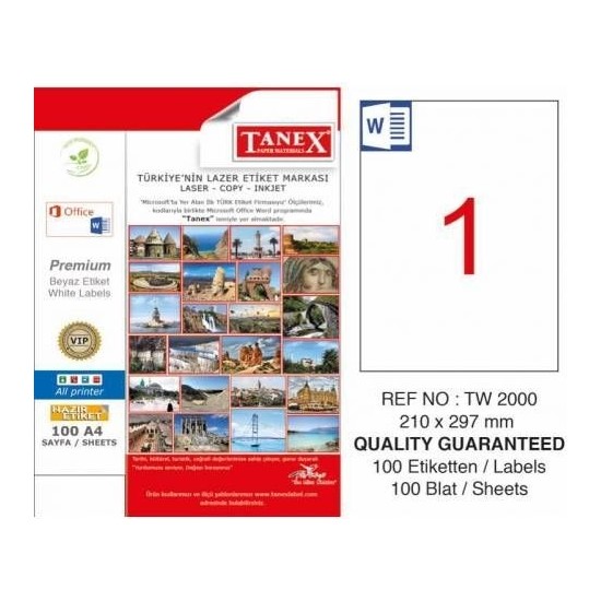 Tanex A4 YAPIŞKANLI HAZIR ETİKET - TANEX TW-2000 Fiyatı