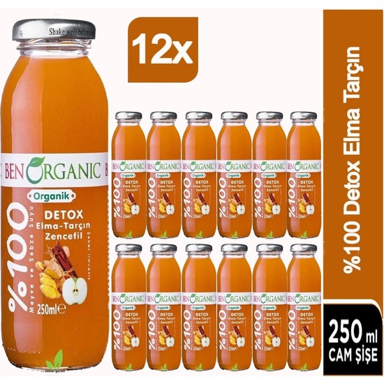 Ben Organic Deto x Elma Tarçın Zencefil Suyu 12 x 250 ml Fiyatı