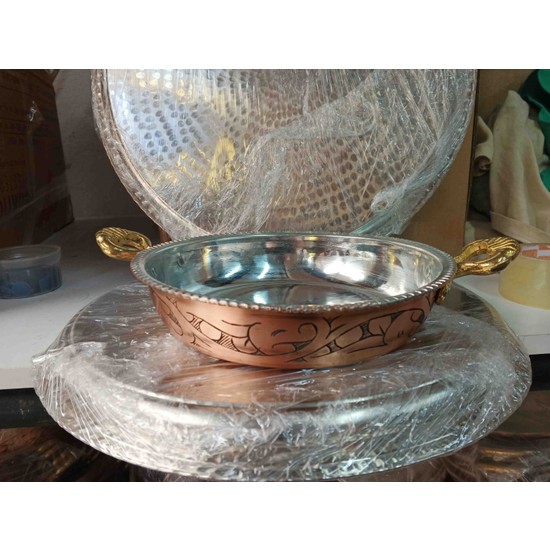 Zinnun Bakır Oyma Skoch Kaplama Tava/Sahan 19 cm Fiyatı