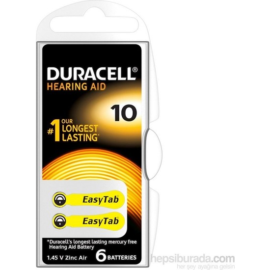Duracell 10 Numara 6'lı Işitme Cihazı Pili Fiyatı