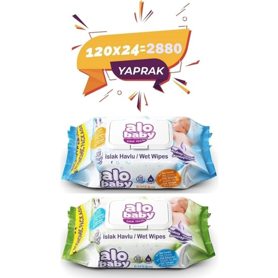 Alo Baby Alobaby Ekopack Islak Havlu 120LI - 24 x 120LI - Fiyatı