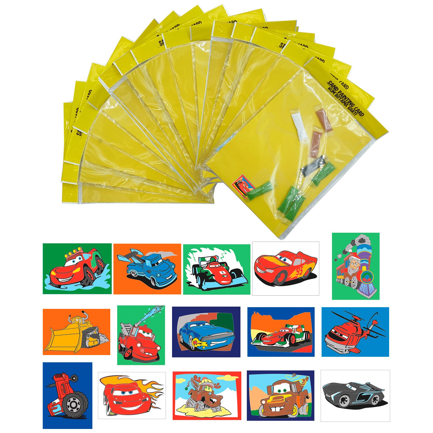 Disney Cars, 15 Adet Büyük Boy A4, Erkek Çocuk Kum Boyama Fiyatı