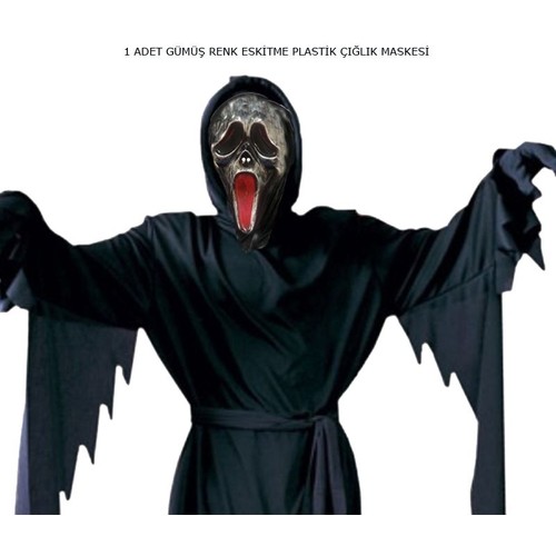 Ghost Scream Mask Kapüşonlu Plastik Çığlık Hayalet Maskesi Fiyatı
