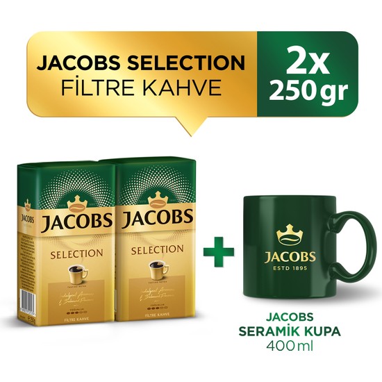 Jacobs Selection Filtre Kahve 250 gr x 2 Adet + Jacobs Seramik Kupa 400 ml - OnuAl Fiyat Arşivi