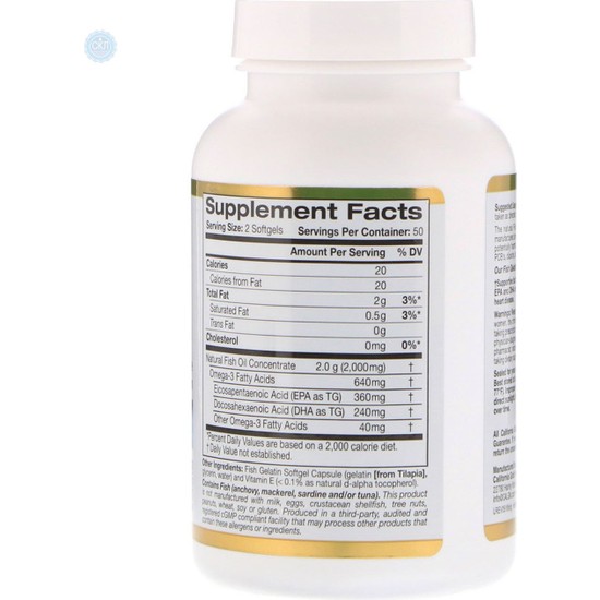 California Gold Nutrition Omega-3 Premium Fish Oil, 180 Epa Fiyatı