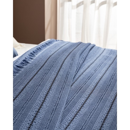 Madame Coco Envelope Çift Kişilik Yatak Örtüsü - Indigo Fiyatı