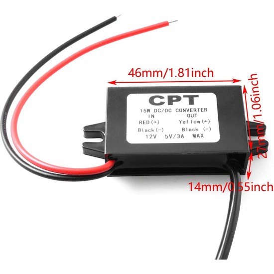 Gui Xulian Araç Güç Dönüştürücü Dc 12V - 5V 3A Gerilim Fiyatı