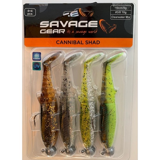 Savage Gear Cannibal Shad 10CM 9GR+10GR #3/0 Clear Water 4+4 Fiyatı