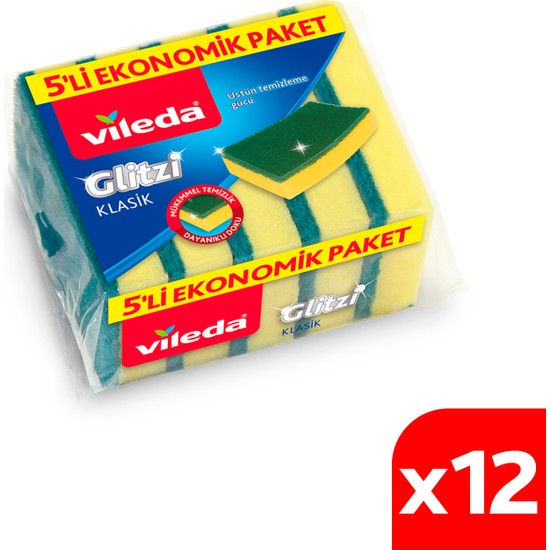 Vileda 12 Paket 5'li Yeşil Klasik Düz Sünger Fiyatı