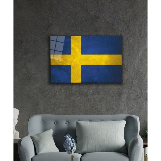 Miray Life Isveç Bayrağı Cam Tablo Swedish Flag Fiyatı