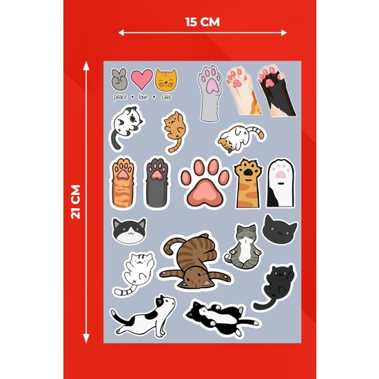 Anime Marketi Sevimli Kediler Sticker Seti - Ajanda - Laptop Fiyatı