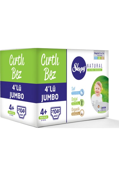 Sleepy Bebek Bezi 4+ Numara 4'lü Jumbo 104'LÜ Sleepy Bebek Bezi 4+ Numara 4'lü Jumbo 104'LÜ